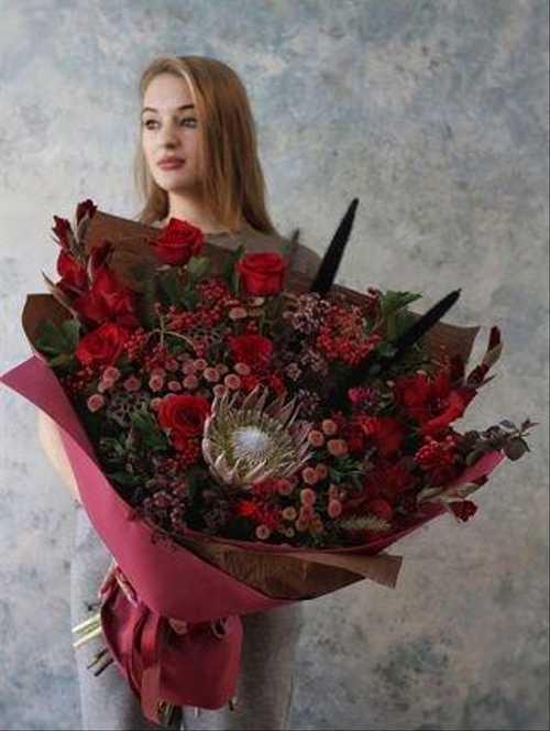 Букет с розами "Моника", цветы