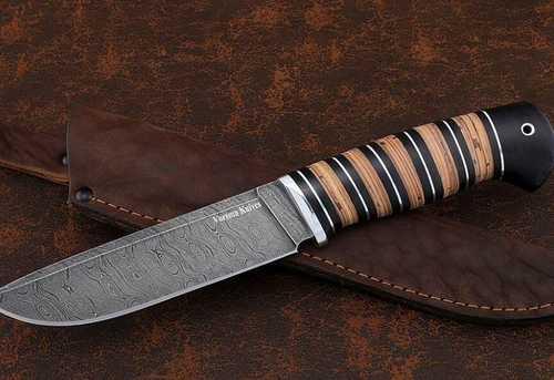 Нож Барракуда-2 сталь дамаск, рукоять береста черн