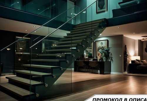 Стеклянное ограждение лестницы на заказ