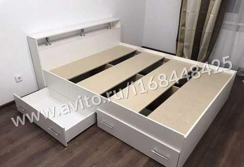 Кровать Саломея 1,6 м с ящиками белая