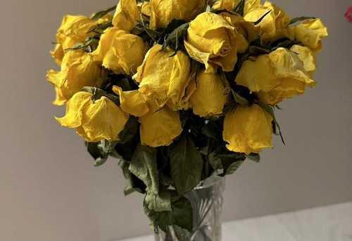 Букет из сухих желтых роз
