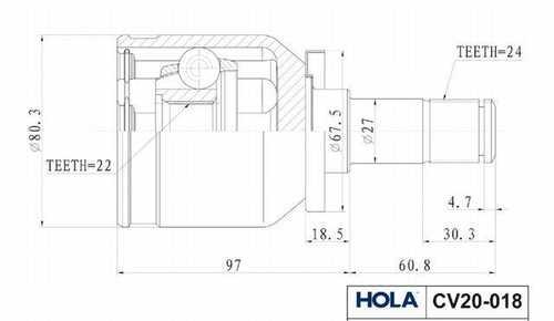 Шрус 2108-099 2110 внутренний hola CV018 CV20-0