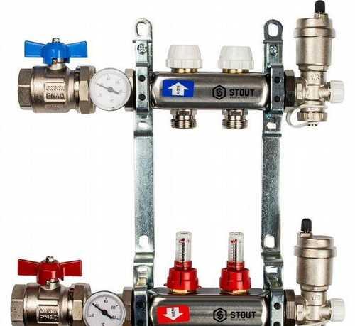 Коллектор Stout в сборе теплый пол 2 выхода