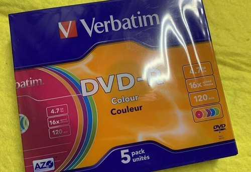 Диск DVD-R Verbatim 4.7Gb 16x Slim Color (5шт) AZO