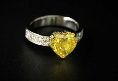 Помолвочное кольцо с желтым бриллиантом 2, на зака