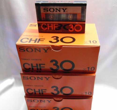 Блок (10штук). Аудиокассета Sony CHF 30. Made in J