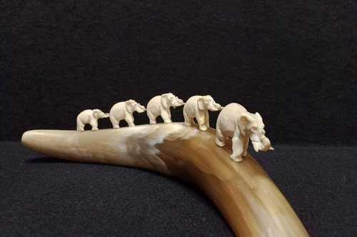 Сувенир слоны, рог, кость, СССР