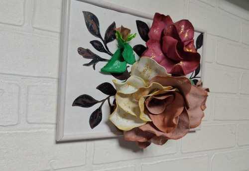 Картина 5Д, подарок, цветы, розы из фоамирана