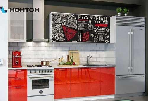Кухня Пицца 2.0 м белый глянец / красный металлик
