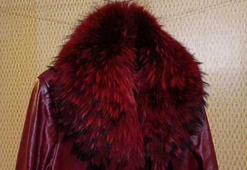 Женское кожаное пальто межсезонное