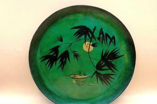 Блюдо тарелка дерево лаковая роспись Вьетнам