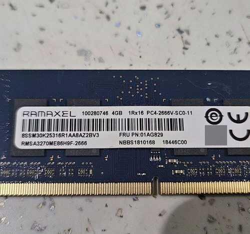 Оперативная память SO-dimm DDR4 Ramaxel 4Gb 2666