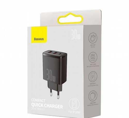 Зарядное Baseus Compact Quick Charger 2U+C 30W