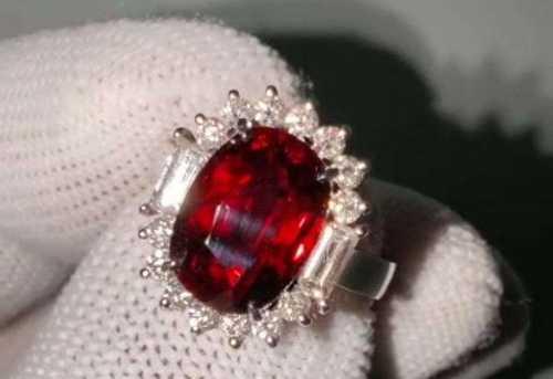 Кольцо с рубином, 4.01 кт, не гретый