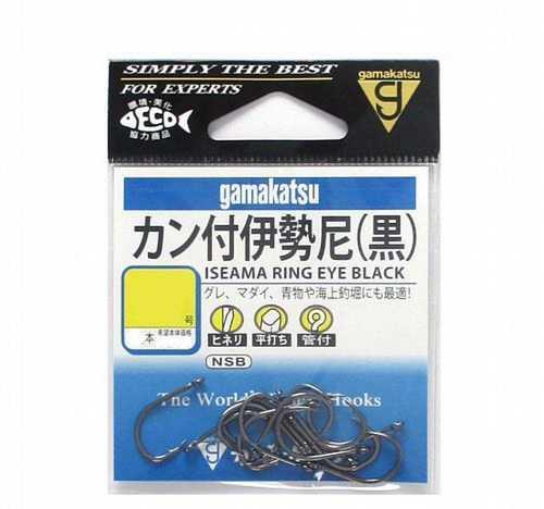 Gamakatsu Крючок Iseama Ring Eye Black №9 с ушком 14шт
