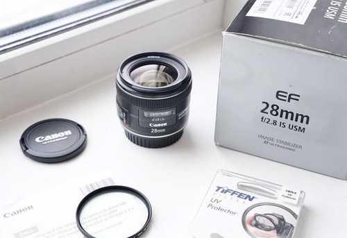 Объектив Canon EF 28mm f2.8 IS USM (стаб) +фильтр