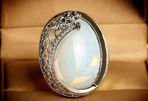 Кольцо Перстень с Лунным Камнем Ажурное форма Овал