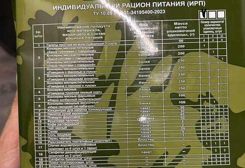 Сухой паек Свежайший 2023 год