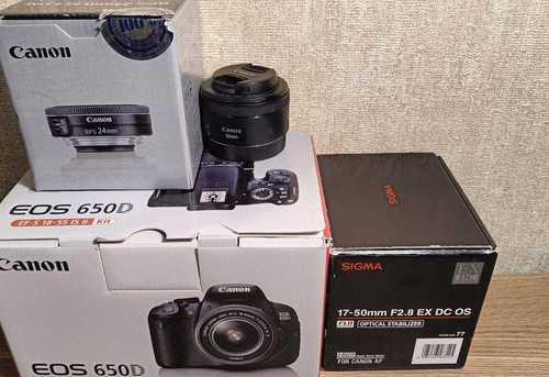 Зеркальный фотоаппарат сanon 650 d kit 18-55