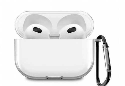 Чехол для наушников AirPods прозрачный с карабином