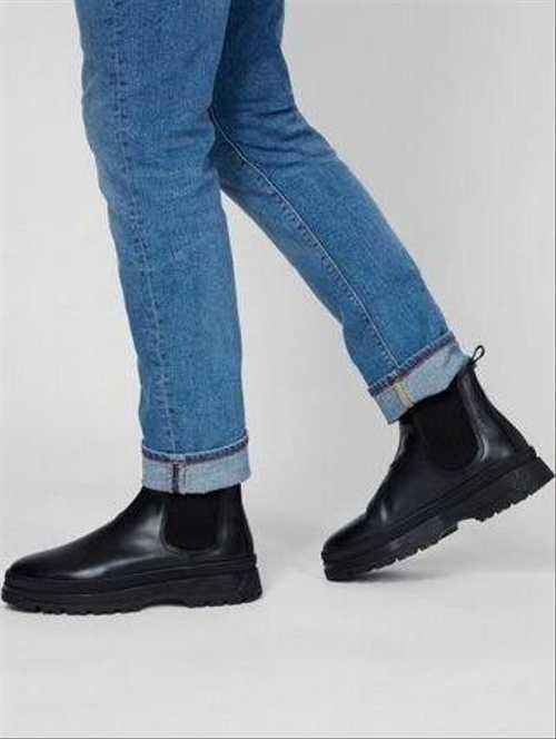 Мужские черные кожаные ботинки челси Gant 44
