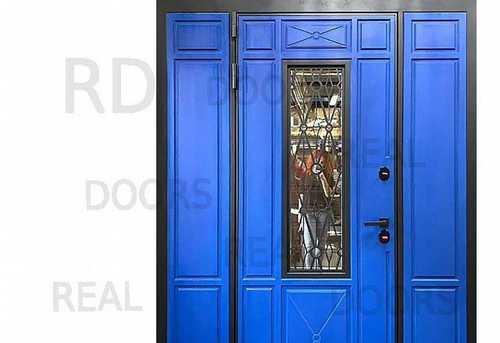Синяя парадная водная дверь с терморазрывом