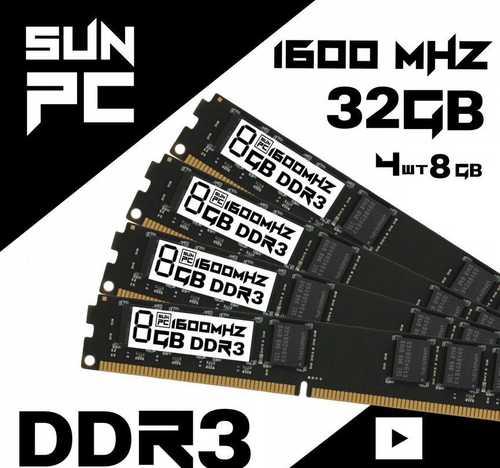 Оперативная память DDR3 32gb (8gb*4шт) 1600 Dimm B