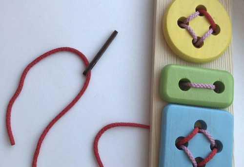 Развивашка для детей деревянные игрушки "шнуровка"