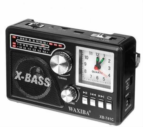 Радиоприемник XB-741C USB/TF/фонарь/часы/акб 18650
