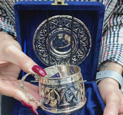 Кофейная пара из серебра на 170 мл