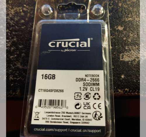 Crucial sodimm DDR4 16GB 2666 1.2 V CL19