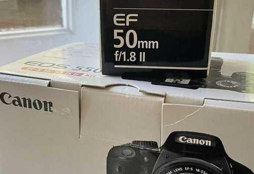 Зеркальный фотоаппарат canon 550d kit + 50 1.8