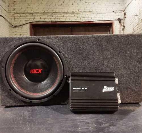 Сабвуфер kicx gt 12m 500   amp mass 1.600