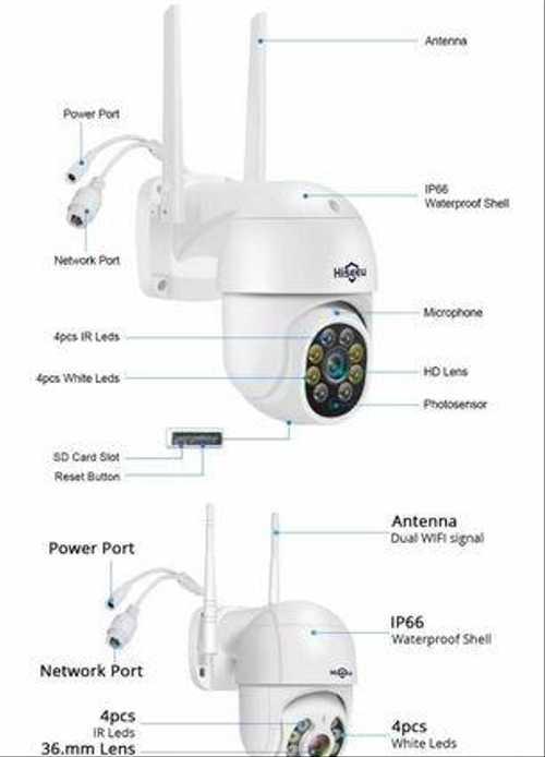 Камера видеонаблюдения WiFi/lan уличная