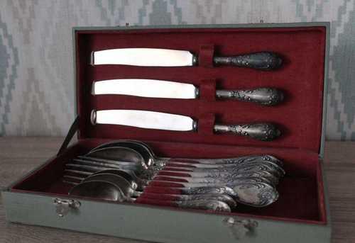 Столовый набор ложки вилки ножи мельхиор в коробке