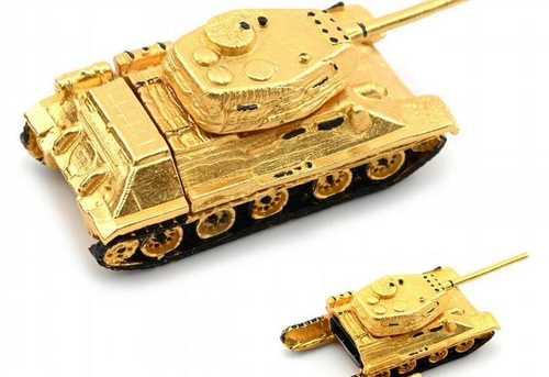 Сувенирный танк Т34 -флешка, в золоте