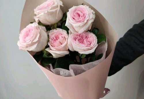 Роза розовая букет 5 шт