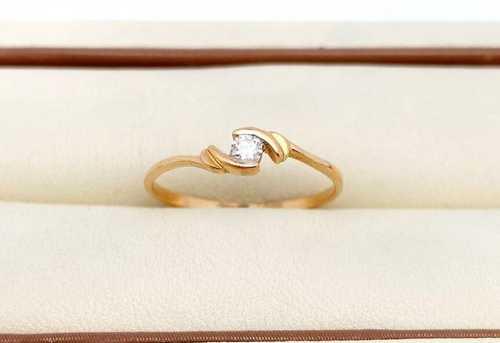 Золотое кольцо с бриллиантом 585пр. размер: 17,6