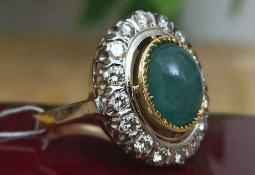 Золотое кольцо 11гp 1ct 750 СССР изумруд,бриллиант