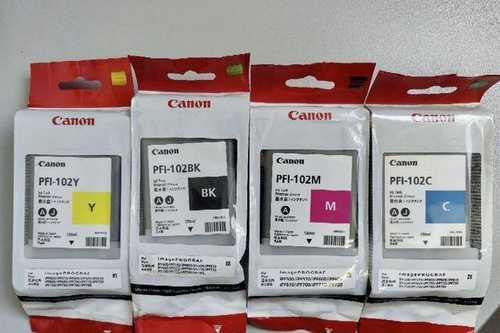 Картриджи Canon PFI-102Y; 102BK; 102M; 102C