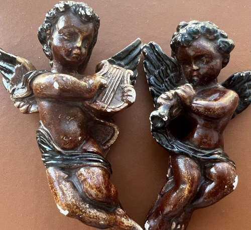 Статуэтки ангелочки настенные керамика винтаж СССР