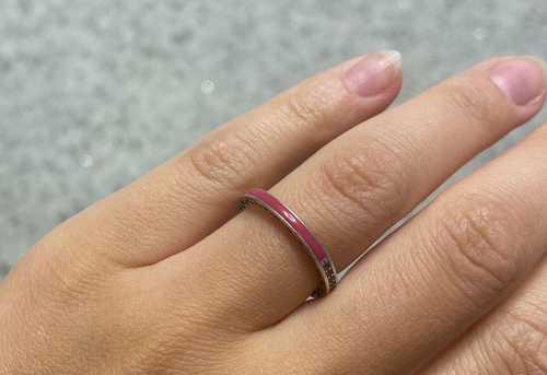 Кольцо с розовой эмалью Pandora