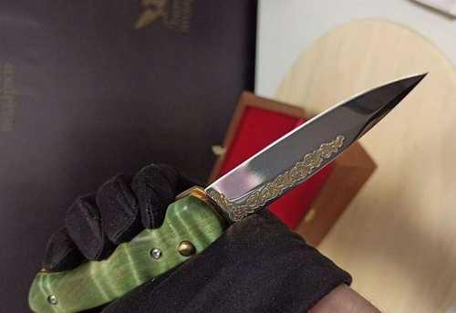 Коллекционный нож складной с зёлёной рукоятью