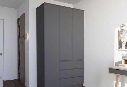 Шкаф 3-х створчатый с ящиками серый (графит)