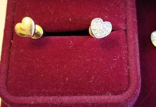 Серьги из золота 585 пробы сердечко Шопард chopard