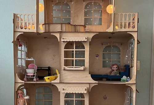 Большой кукольный домик деревянный для барби lol