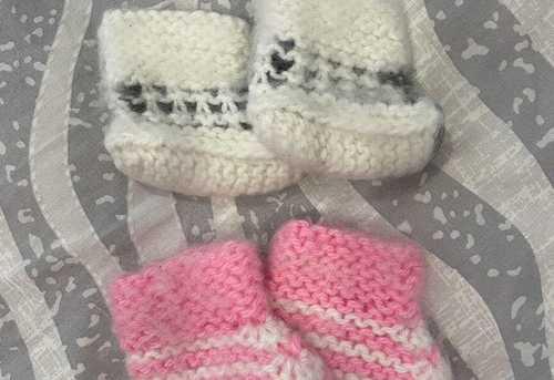 Вязанные носки ручной работы для новорожденных