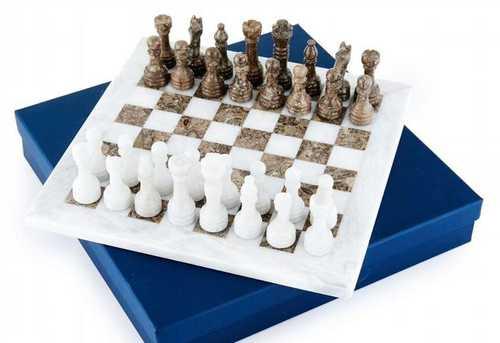 Шахматы из камня "Артер Карфаген" серый мрамор 30