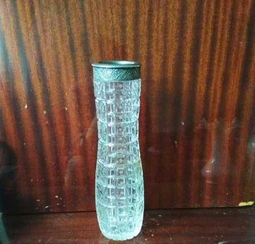Хрустальная ваза с мельхиором
