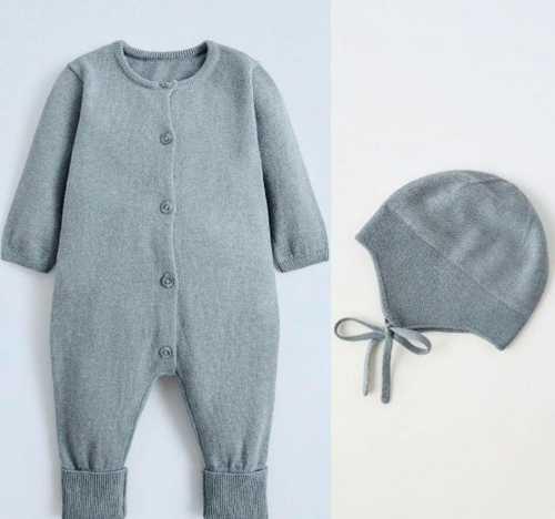 Новый трикотаж комбинезон, чепчик Zara baby, 62